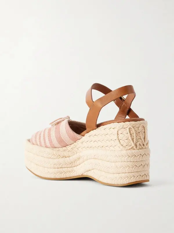 Chloé Leather-trimmed Striped Canvas Platform Sandals - Pink