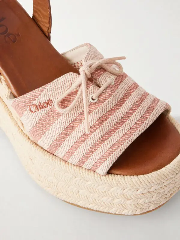 Chloé Leather-trimmed Striped Canvas Platform Sandals - Pink