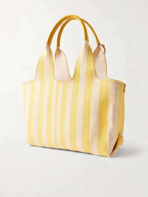 Chloé Striped Canvas Shoulder Bag With Leather Trim - Yellow