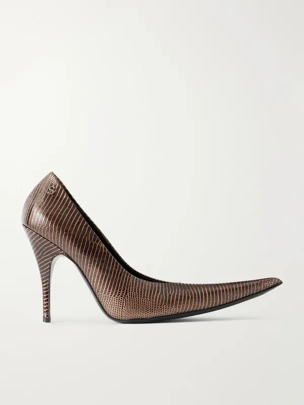 Acne Studios Snake-effect Leather Pointed Toe Pumps - Brown