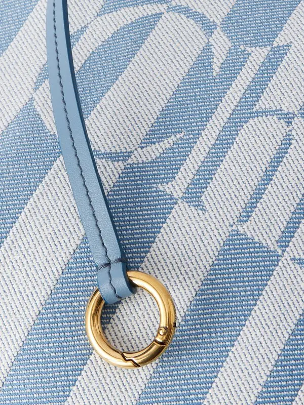 Chloé Striped Canvas Shoulder Bag With Leather Trim