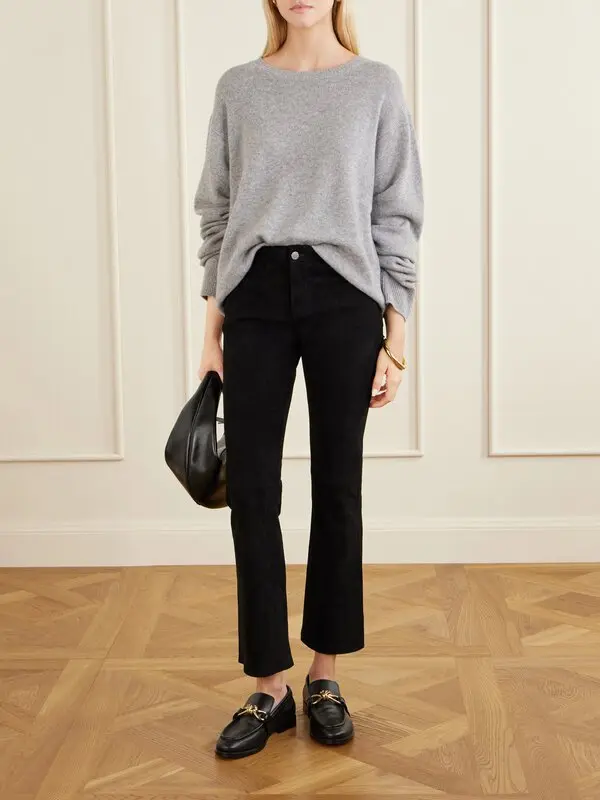 Stouls Dean Suede Flared Pants - Black