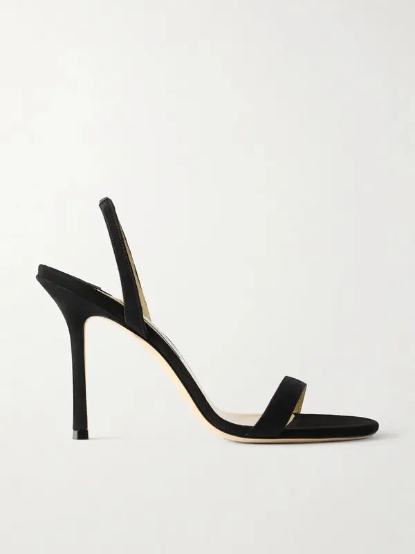 JIMMY CHOO Jenn 100 Suede Stiletto Sandals - Black