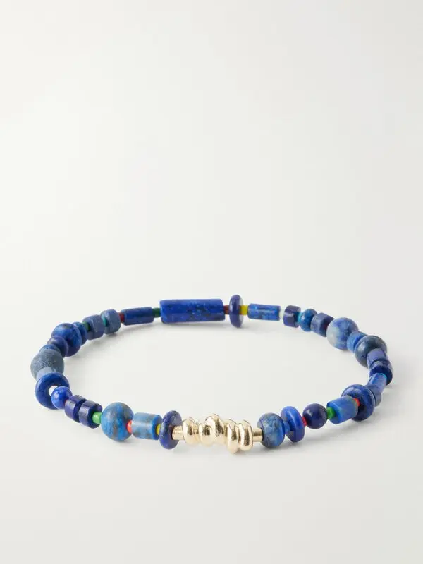 Luis Morais 14 Karat Gold And Lapis Lazuli Beaded Bracelet - Blue