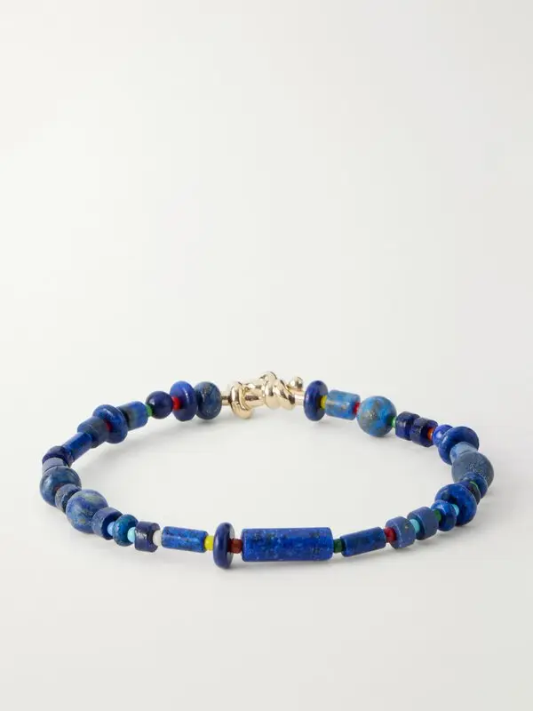 Luis Morais 14 Karat Gold And Lapis Lazuli Beaded Bracelet