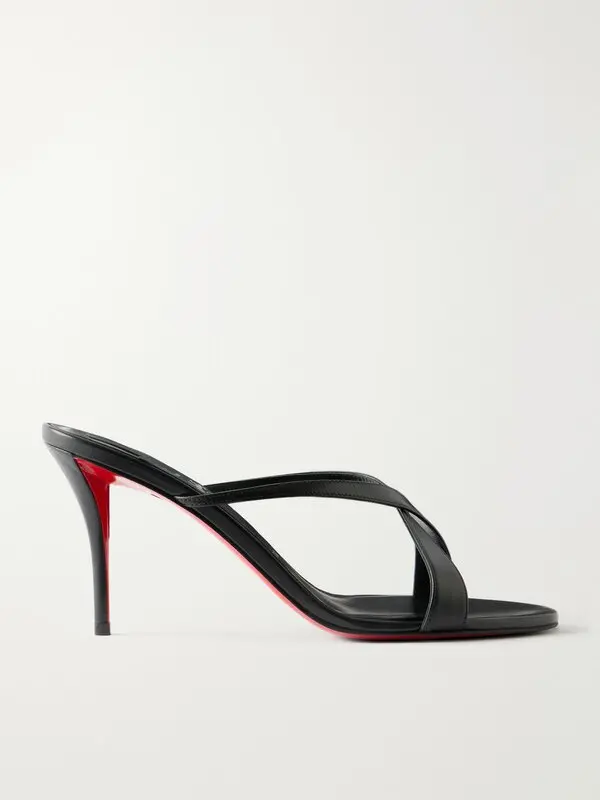 CHRISTIAN LOUBOUTIN Mulazee Cross 80 Leather Mules - Black
