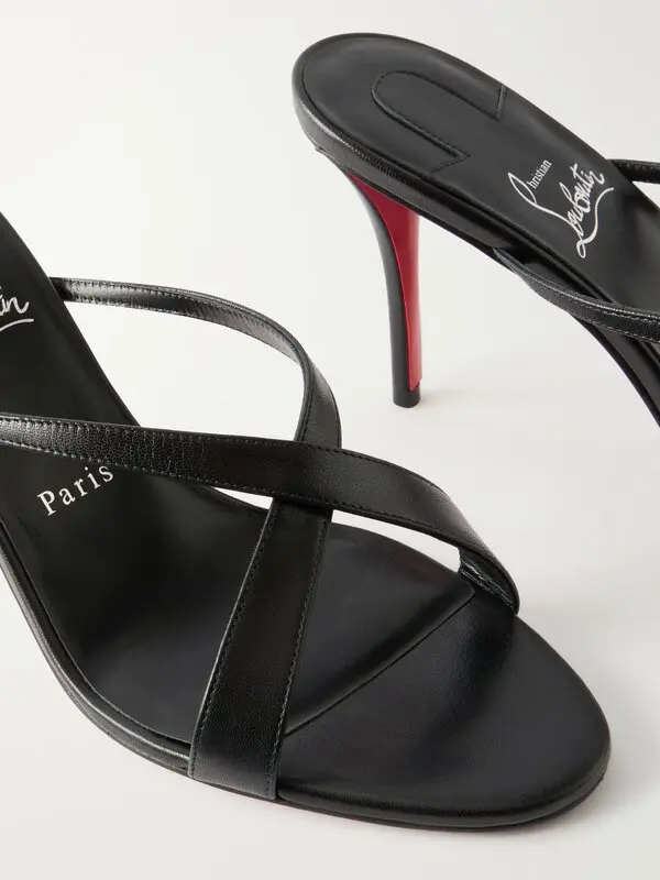 CHRISTIAN LOUBOUTIN Mulazee Cross 80 Leather Mules - Black