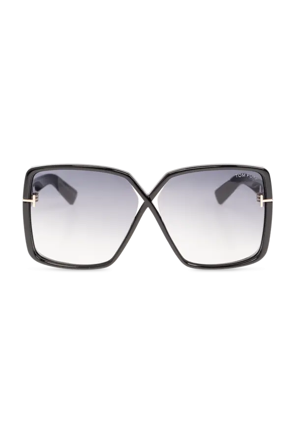 TOM FORD Yvonne Sunglasses With Gradient Lenses And Gold Tone Details - Black