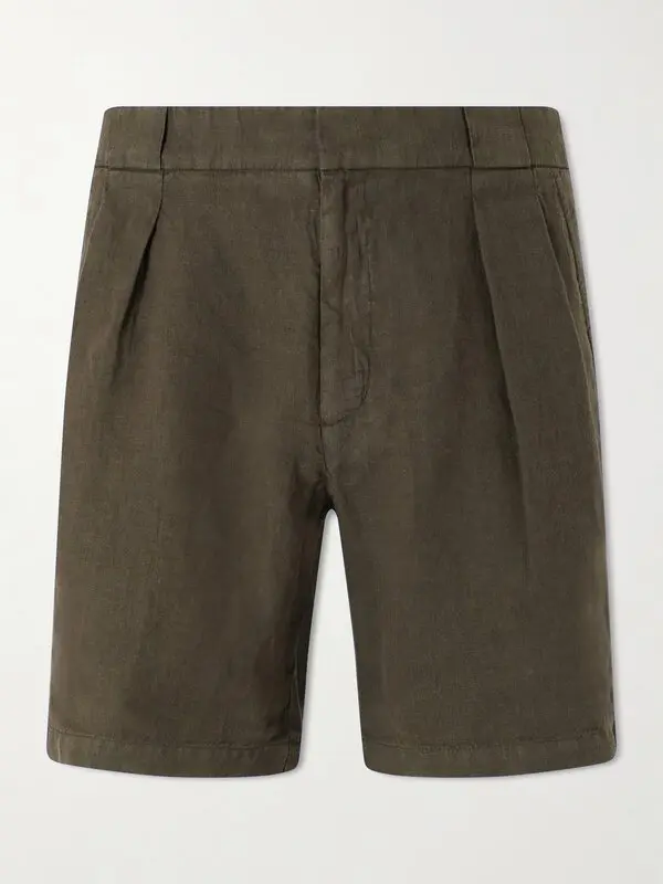 Mr P. Straight-leg Pleated Linen Shorts