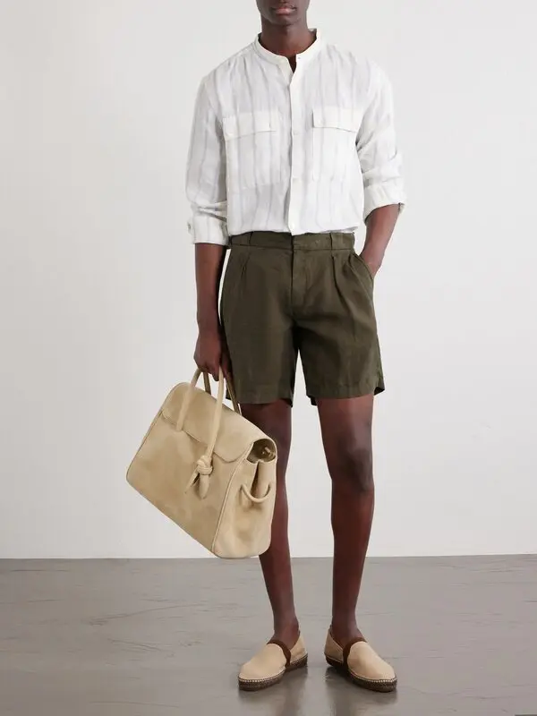 Mr P. Straight-leg Pleated Linen Shorts