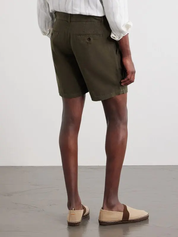 Mr P. Straight-leg Pleated Linen Shorts