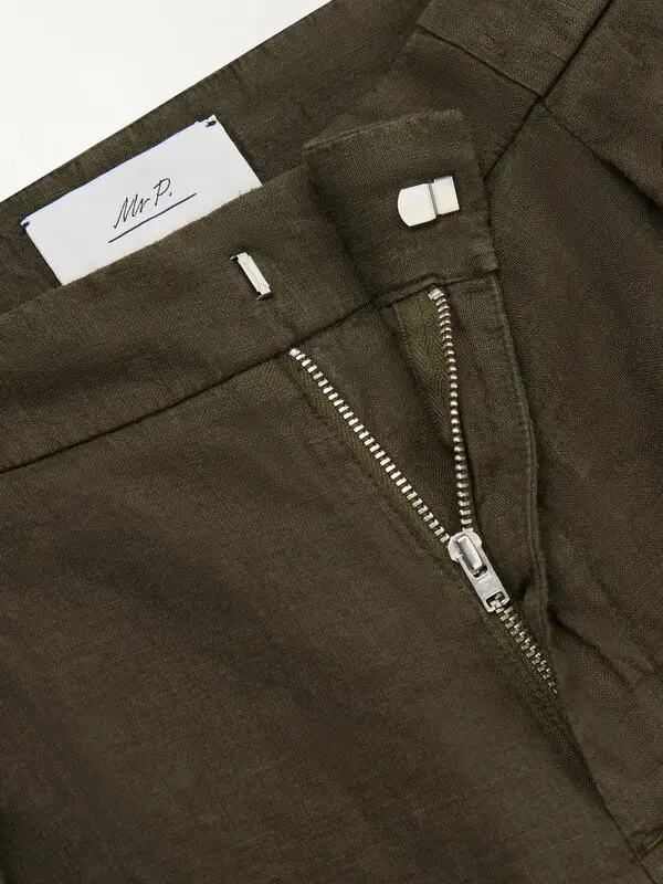 Mr P. Straight-leg Pleated Linen Shorts