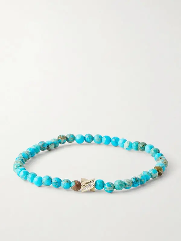 Luis Morais 14-karat Gold, Turquoise And Diamond Bracelet - Blue