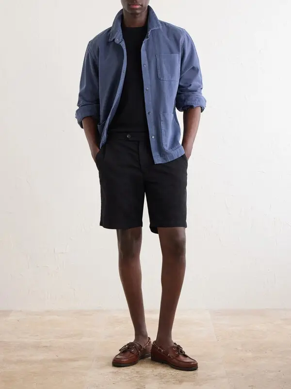 Mr P. Straight-leg Cotton And Linen-blend Bermuda Shorts