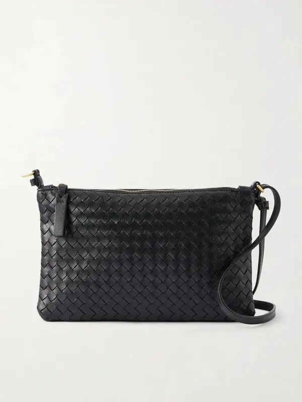 Bottega Veneta Gemellini Intrecciato Leather Shoulder Bag - Black