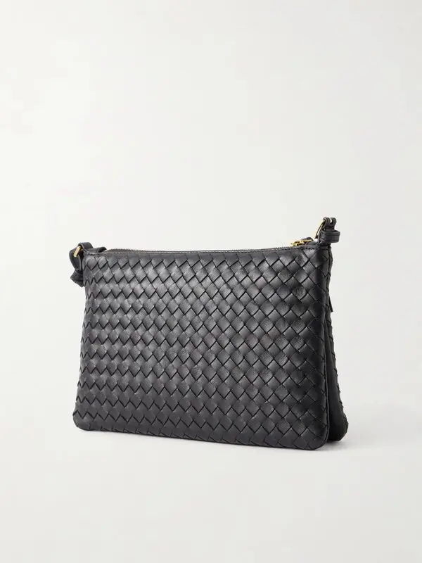 Bottega Veneta Gemellini Intrecciato Leather Shoulder Bag - Black