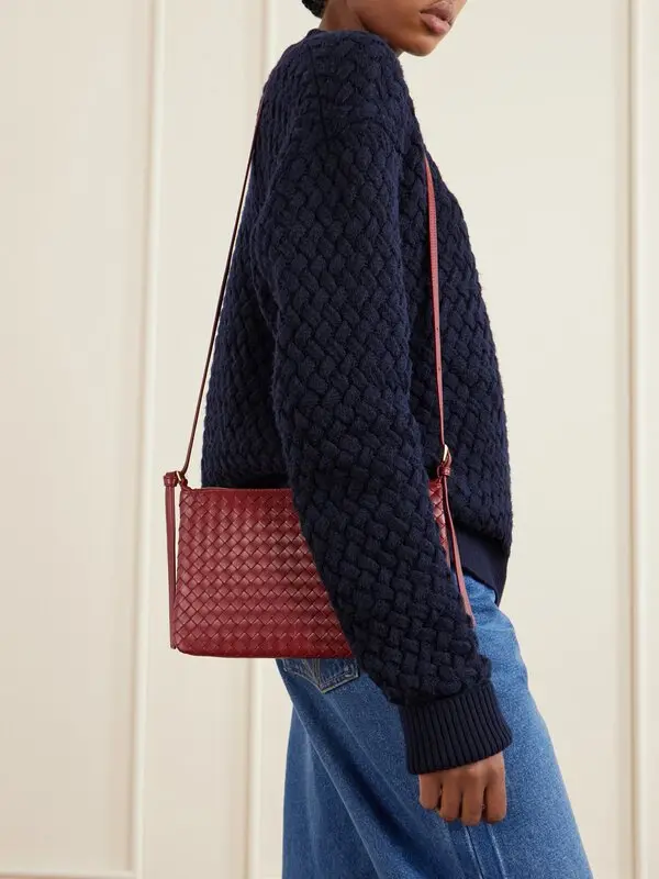 Bottega Veneta Gemellini Intrecciato Leather Shoulder Bag - Red