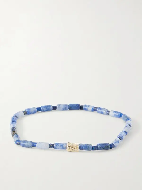 Luis Morais 14 Karat Gold And Glass Bead Bracelet - Blue