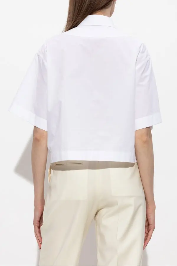 Kenzo Cropped Short Sleeve Shirt With Embroidered Logo