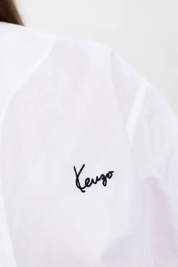 Kenzo Cropped Short Sleeve Shirt With Embroidered Logo