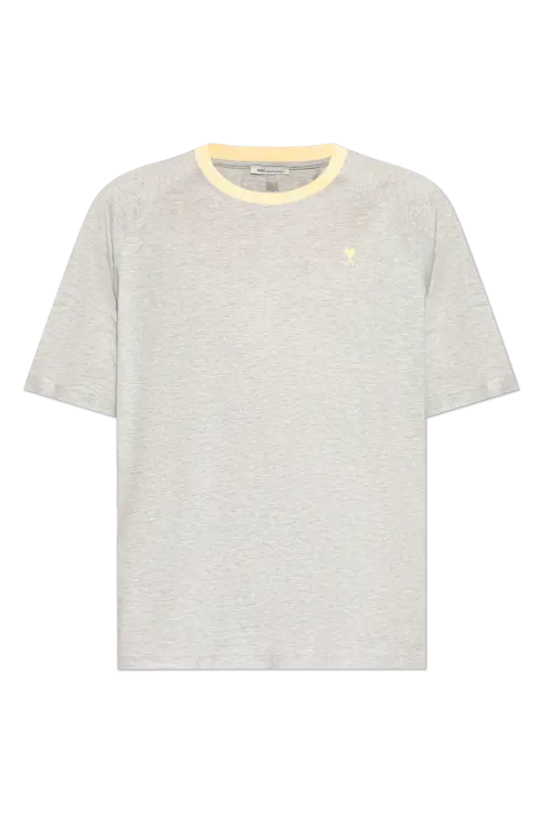 Ami T-shirt With Embroidered Logo - Grey
