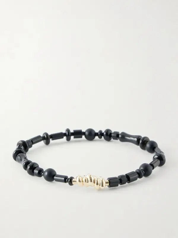 Luis Morais 14k Gold Agate Bead Bracelet - Black