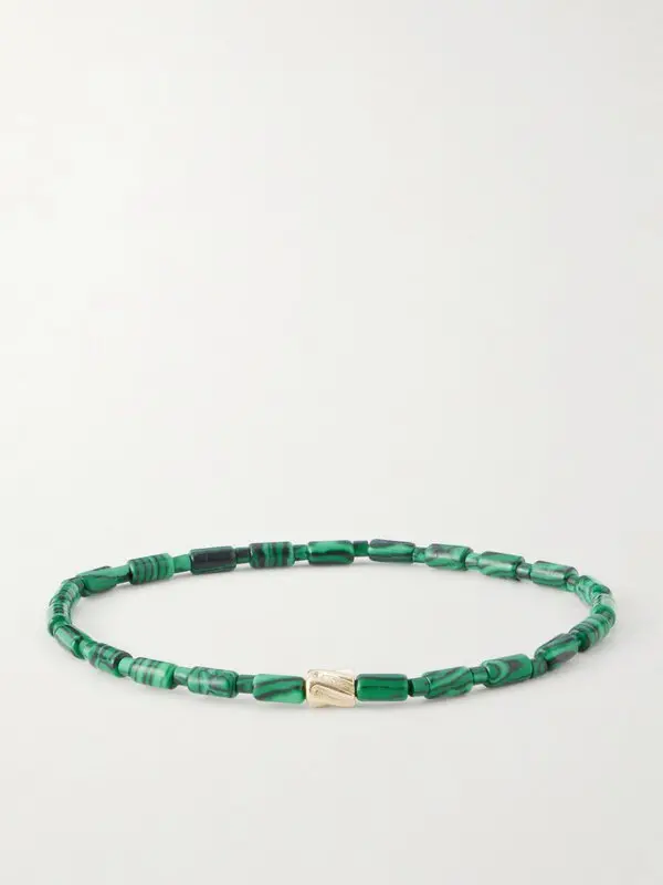 Luis Morais 14-karat Gold & Agate Beaded Bracelet - Green