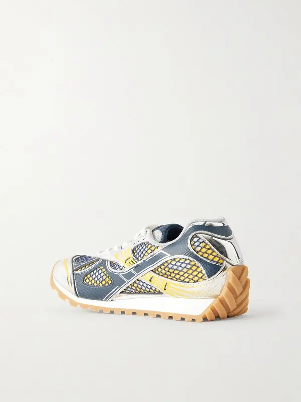 Bottega Veneta Orbit Metallic Rubber And Mesh Sneakers
