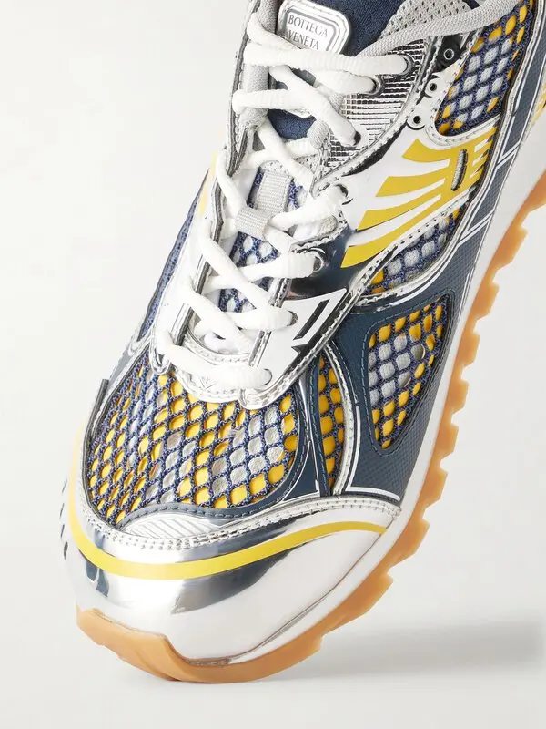 Bottega Veneta Orbit Metallic Rubber And Mesh Sneakers