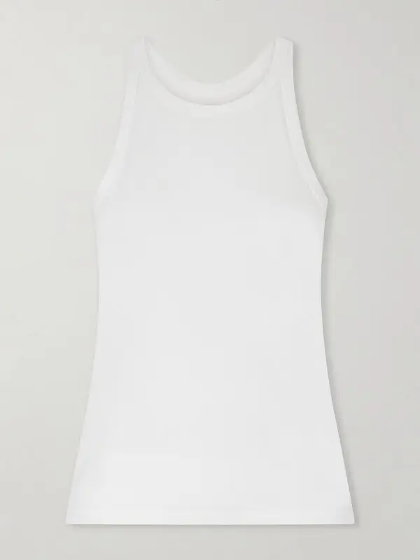 Another Tomorrow Racerback Tank In Lyocell And Cotton-blend