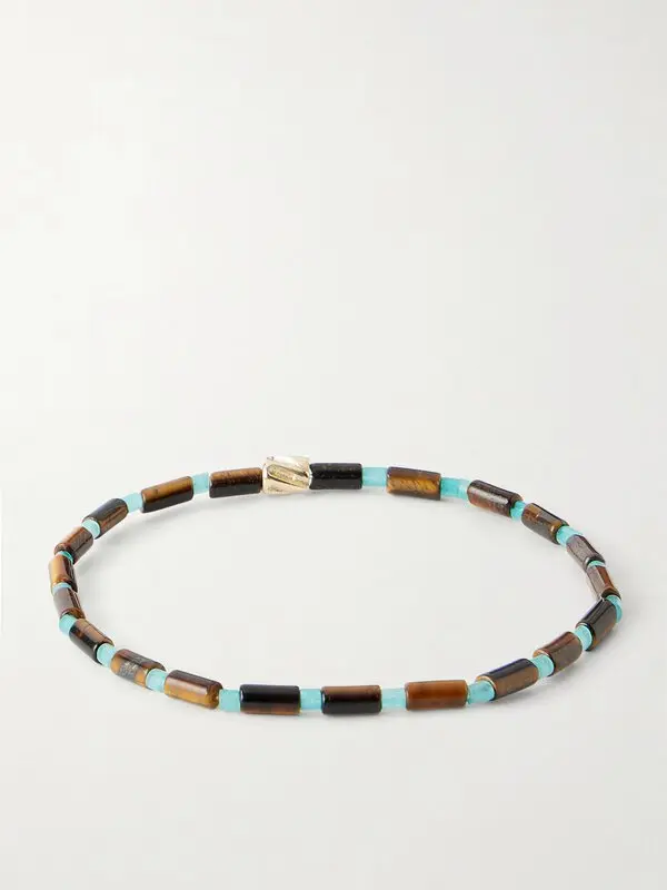 Luis Morais 14-karat Gold Charm Beaded Bracelet