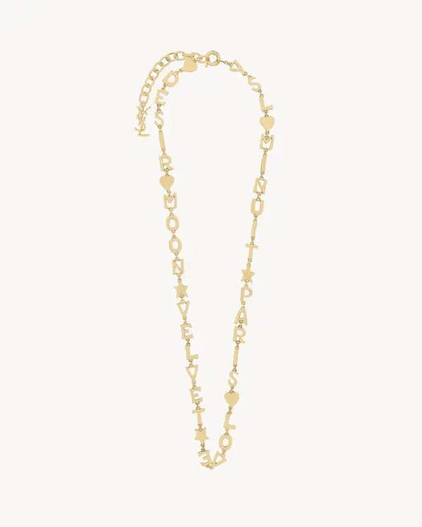 Saint Laurent Love Letters Necklace In Metal - Patinated Gold
