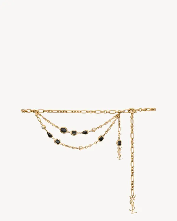 Saint Laurent Cassandre Chain Belt In Metal And Resin - Laiton Fonce