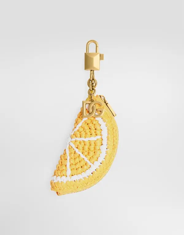 Dolce & Gabbana Raffia Charm Key Ring - Yellow