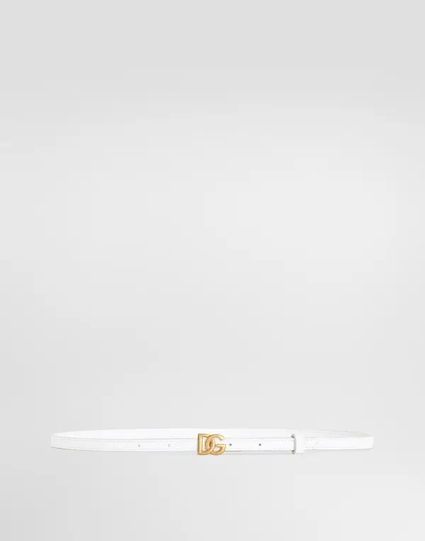 Dolce & Gabbana Calfskin Belt With Dg Logo - White