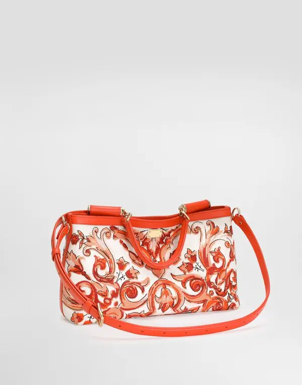 Dolce & Gabbana Medium Vittoria Handbag With Majolica Embroidery - Orange
