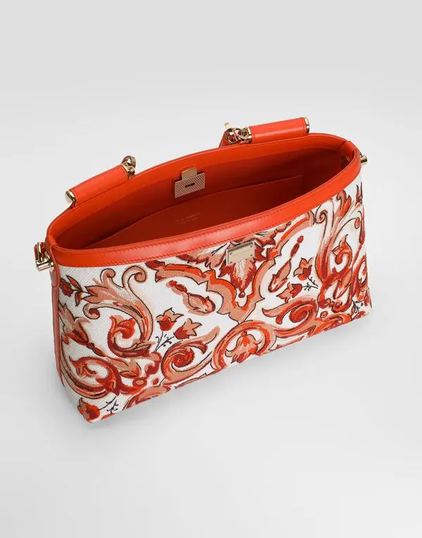 Dolce & Gabbana Medium Vittoria Handbag With Majolica Embroidery - Orange