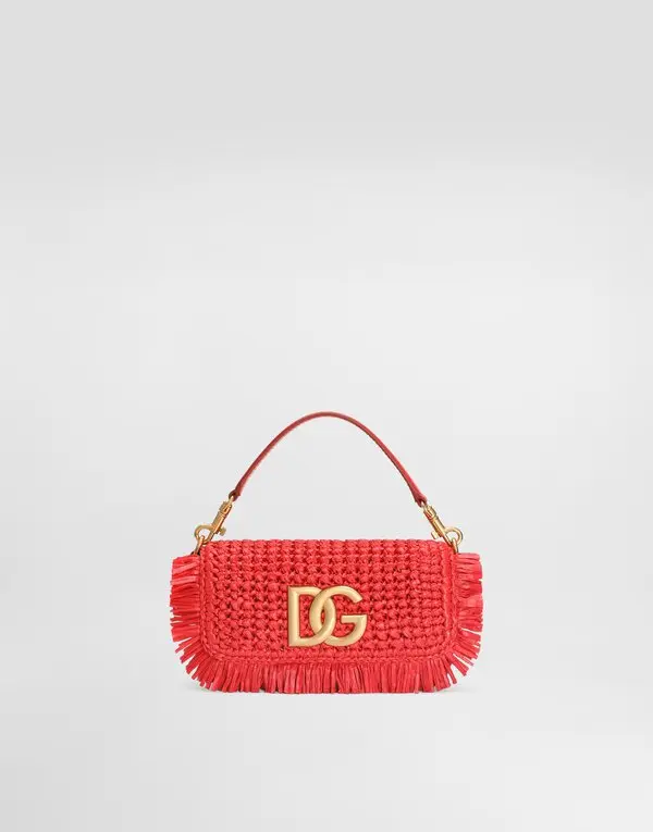Dolce & Gabbana Raffia Shoulder Bag With Fringe And Dg Logo - Red