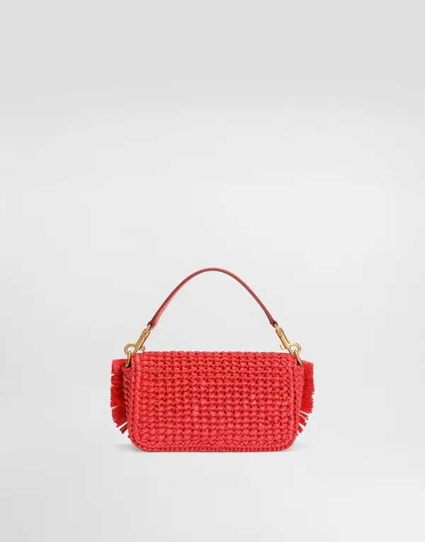 Dolce & Gabbana Raffia Shoulder Bag With Fringe And Dg Logo - Red