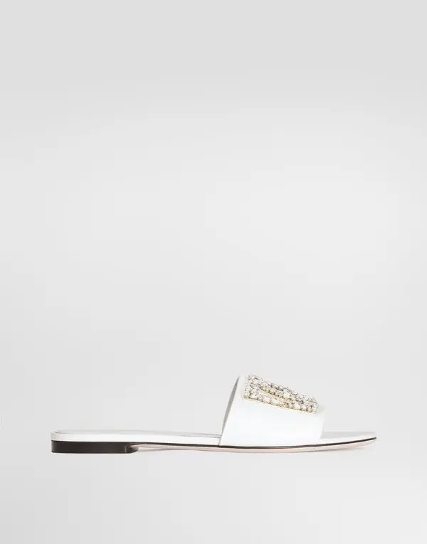 Dolce & Gabbana Embellished Calfskin Flat Slides - Multicolor