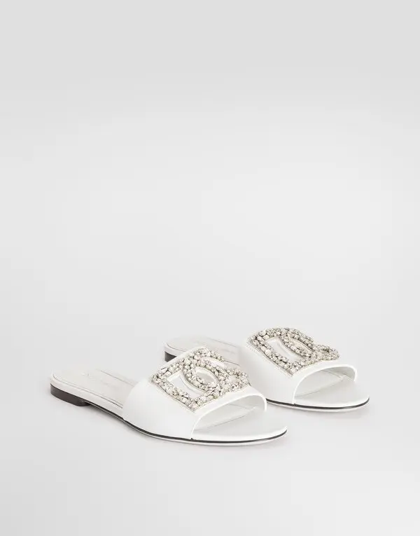 Dolce & Gabbana Embellished Calfskin Flat Slides