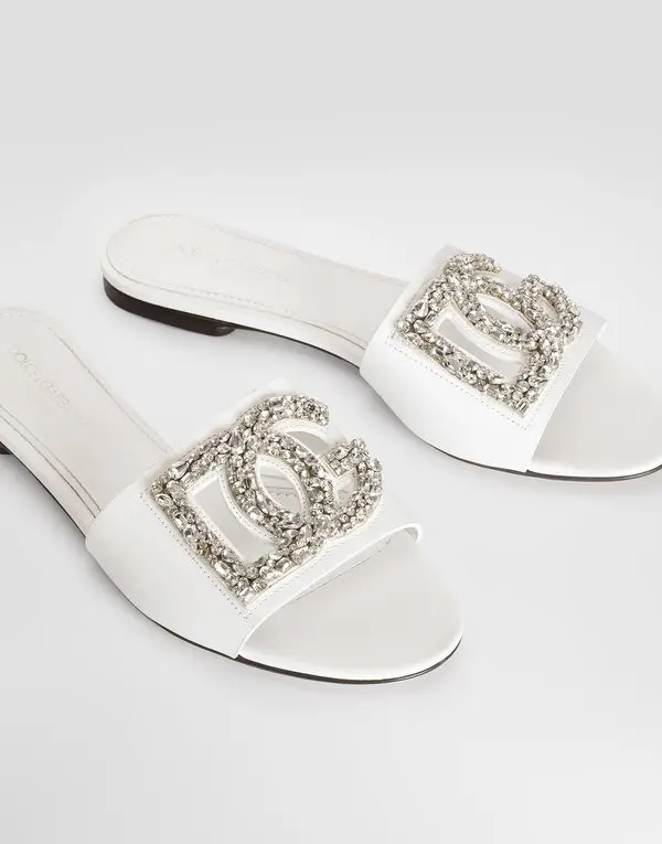 Dolce & Gabbana Embellished Calfskin Flat Slides