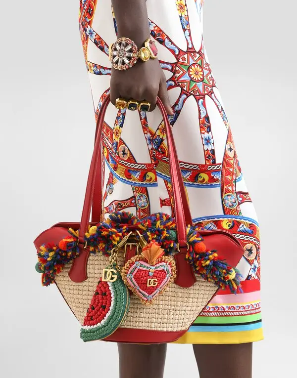 Dolce & Gabbana Raffia Charm Key Ring - Multicolor