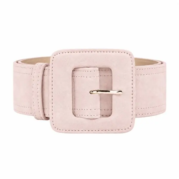 BELTBE Suede Square Buckle Belt - Pink