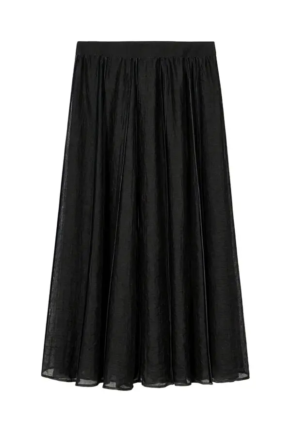 NOCTURNE Braid-trim Pleated Midi Skirt