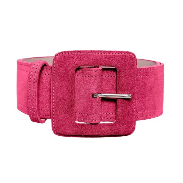 BELTBE Suede Square Buckle Belt - Pink