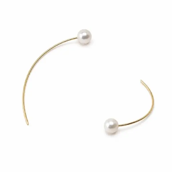 SILVER MOON Gold-plated Sterling Silver Pearl Bar Earrings - Gold/white