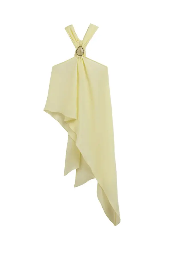NOCTURNE Sleeveless Halter Blouse With Draped Detail