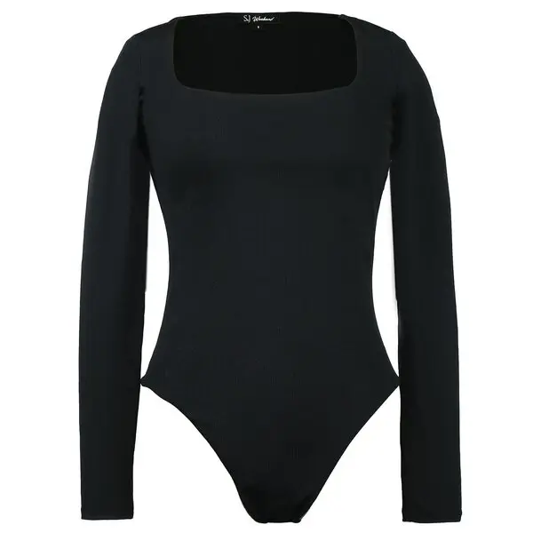 SMART AND JOY Square Neckline Long Sleeve Bodysuit