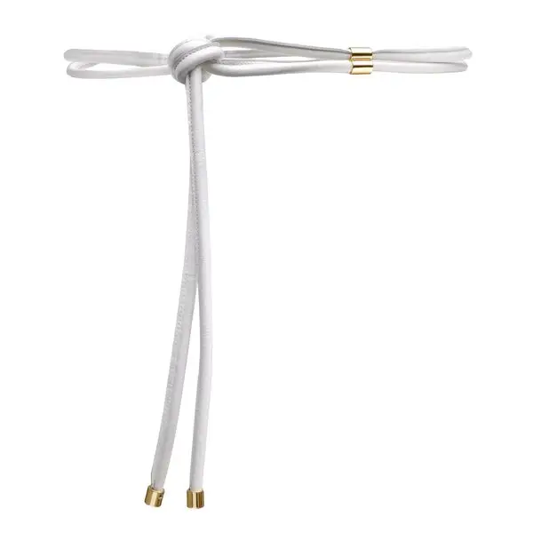 BELTBE Skinny Leather Wrap Belt With Gold Tone Hardware - White